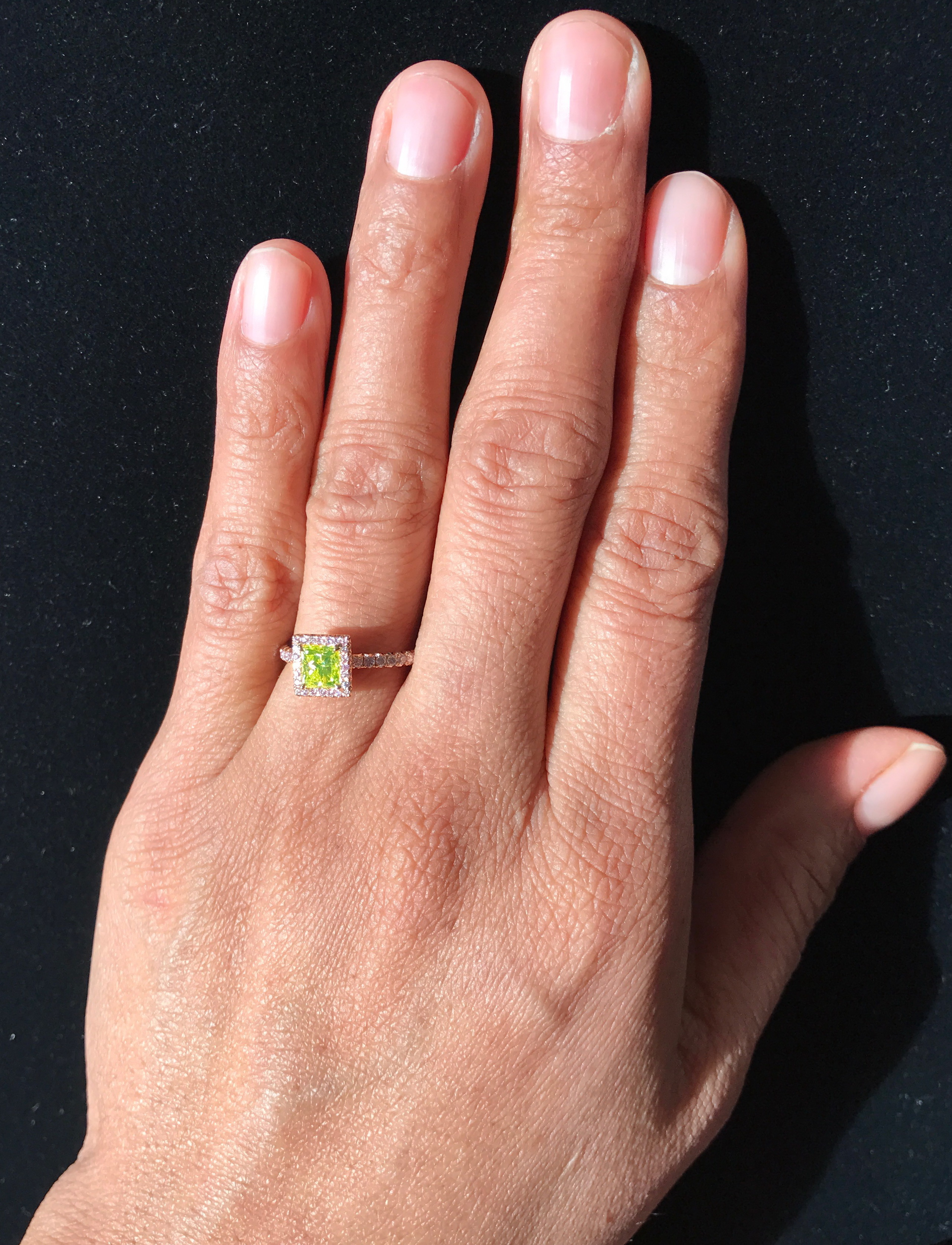 .78ct Green Radiant Diamond Ring