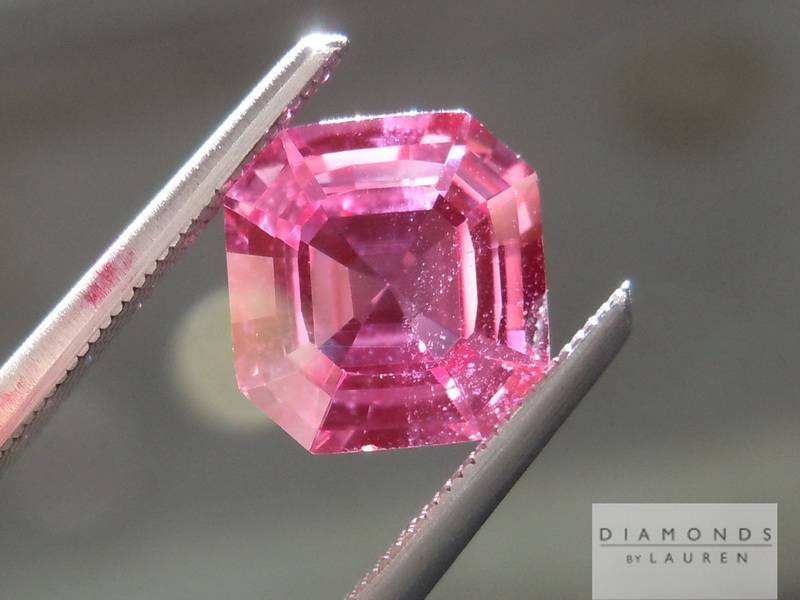 1.79ct Pink Asscher Sapphire Ring