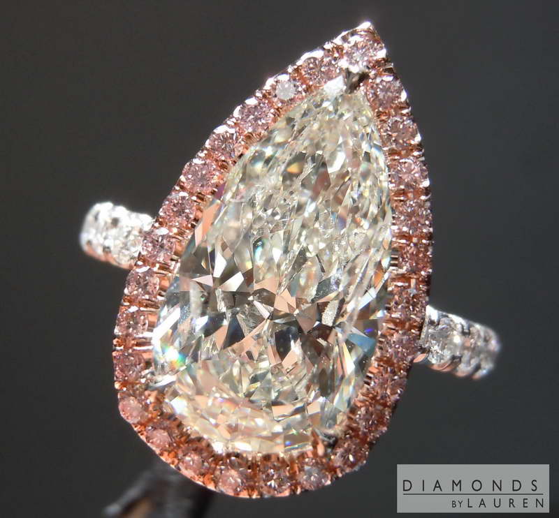 4.03ct L I1 Pear Diamond Ring
