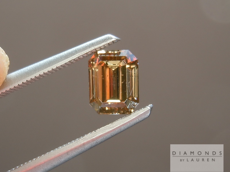 0.77ct Brown SI2 Emerald Diamond Ring