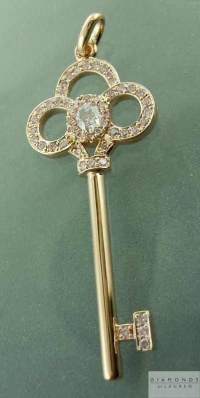 0.26ct Pink Oval Shape Diamond Key Pendant