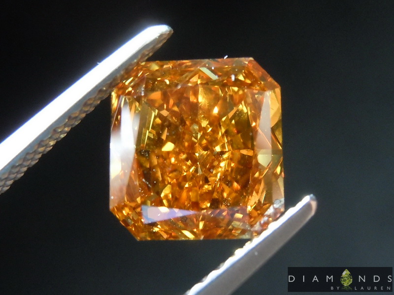 1.71ct Orange SI1 Radiant Diamond