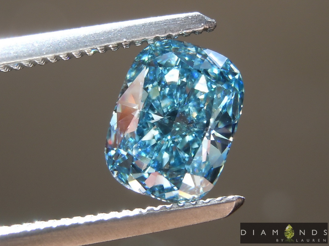 1.27ct Blue VS2 Cushion Lab Grown Diamond