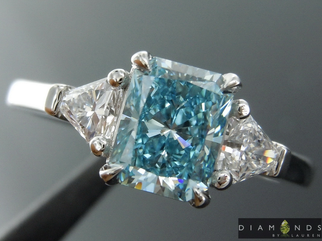 1.00ct Blue SI2 Radiant Lab Grown Diamond