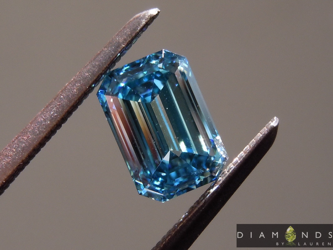 1.01ct Blue VS2 Emerald Cut Lab Diamond
