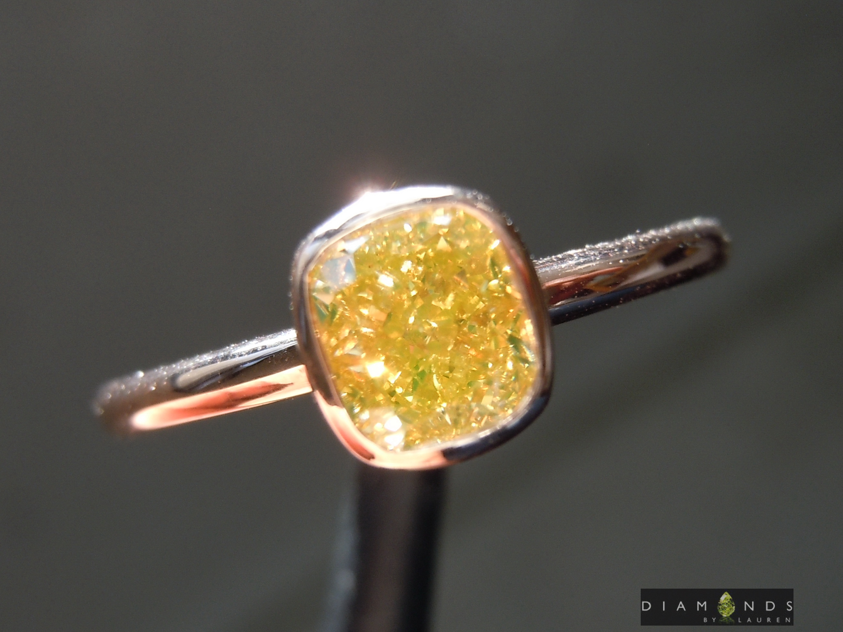 0.83ct Yellow Cushion Diamond Ring