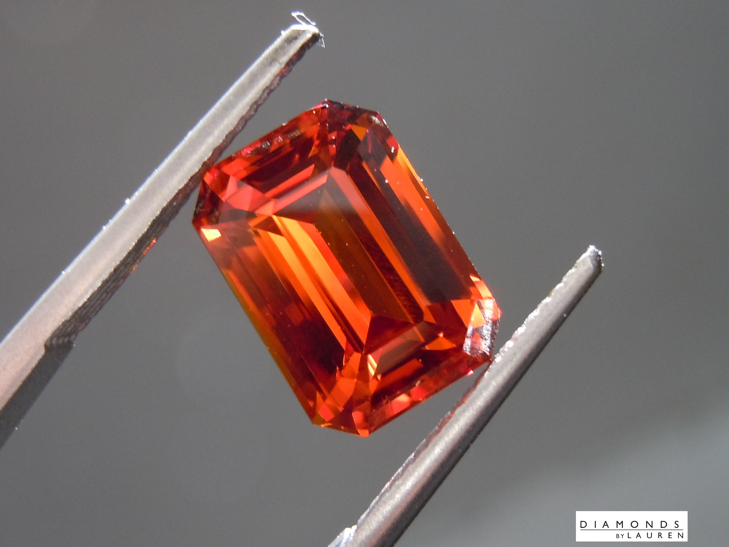 4.23ct Orange Emerald Cut Sapphire