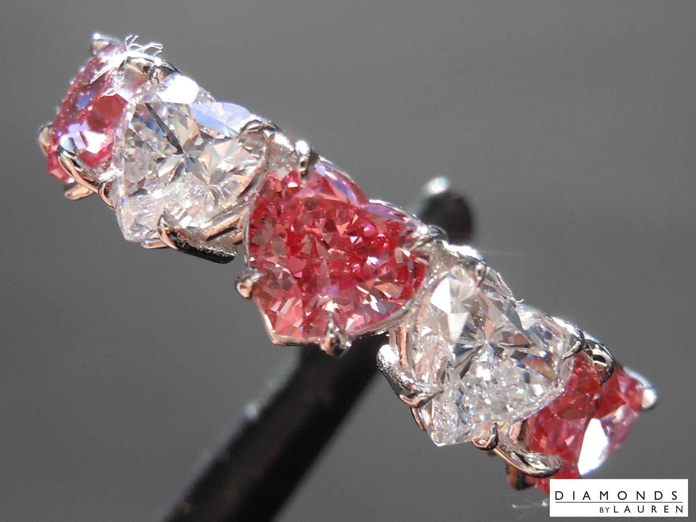 2.59ctw Pink & Colorless Heart Lab Grown Diamond Ring