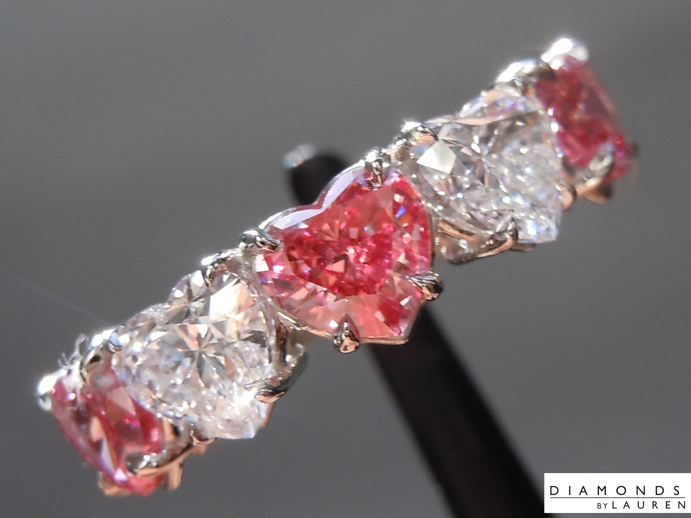 2.59ctw Pink & Colorless Heart Lab Grown Diamond Ring